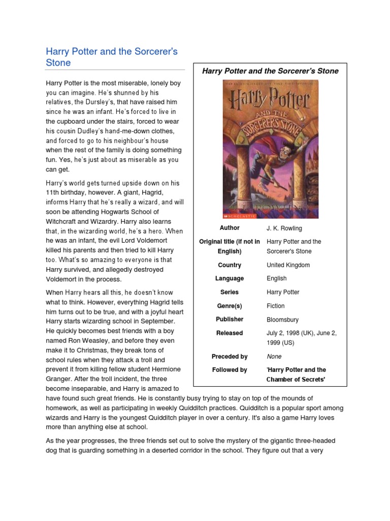 Harry Potter Summary | PDF | Harry Potter