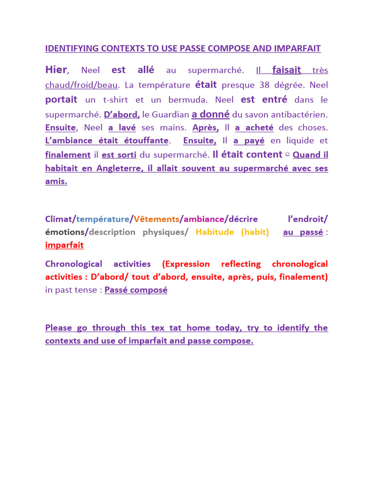 Contextes de l'Imparfait et Passé Composé | PDF