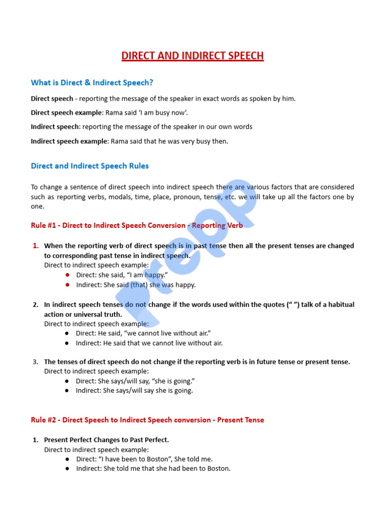 Direct and Indirect | PDF | Grammatical Tense | Verb