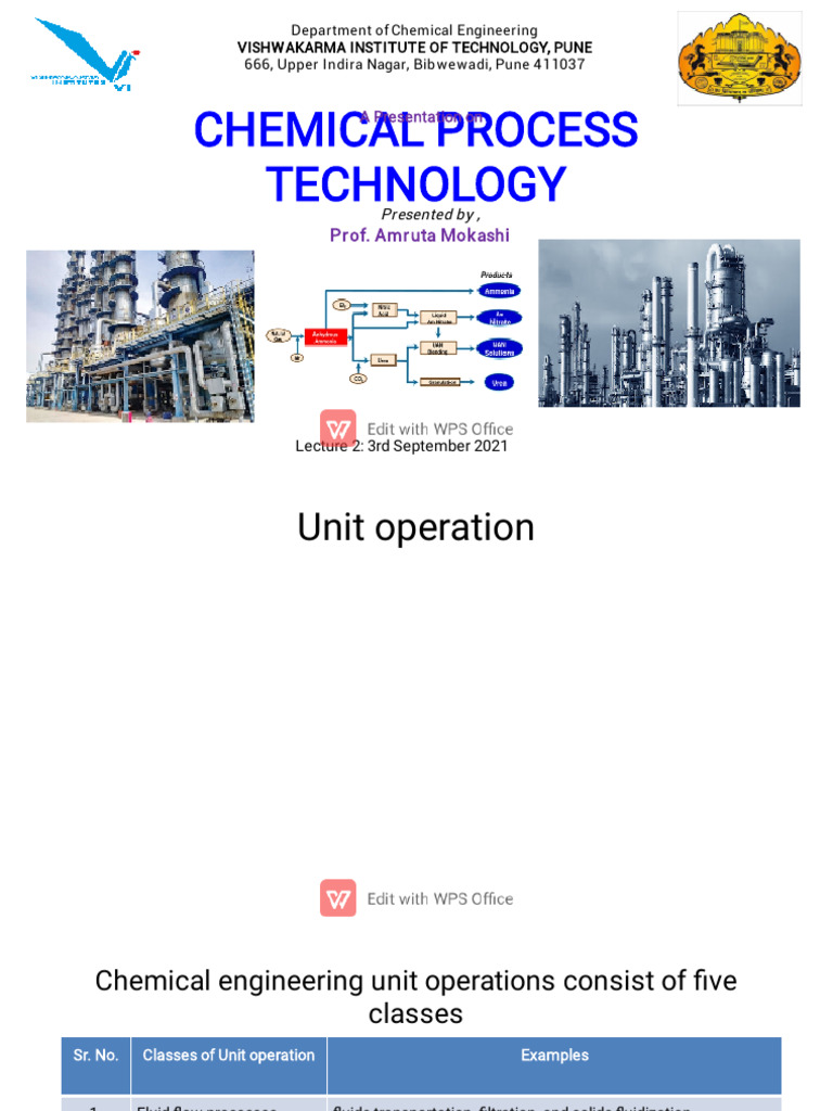 Chemical Process Unit Operations | PDF