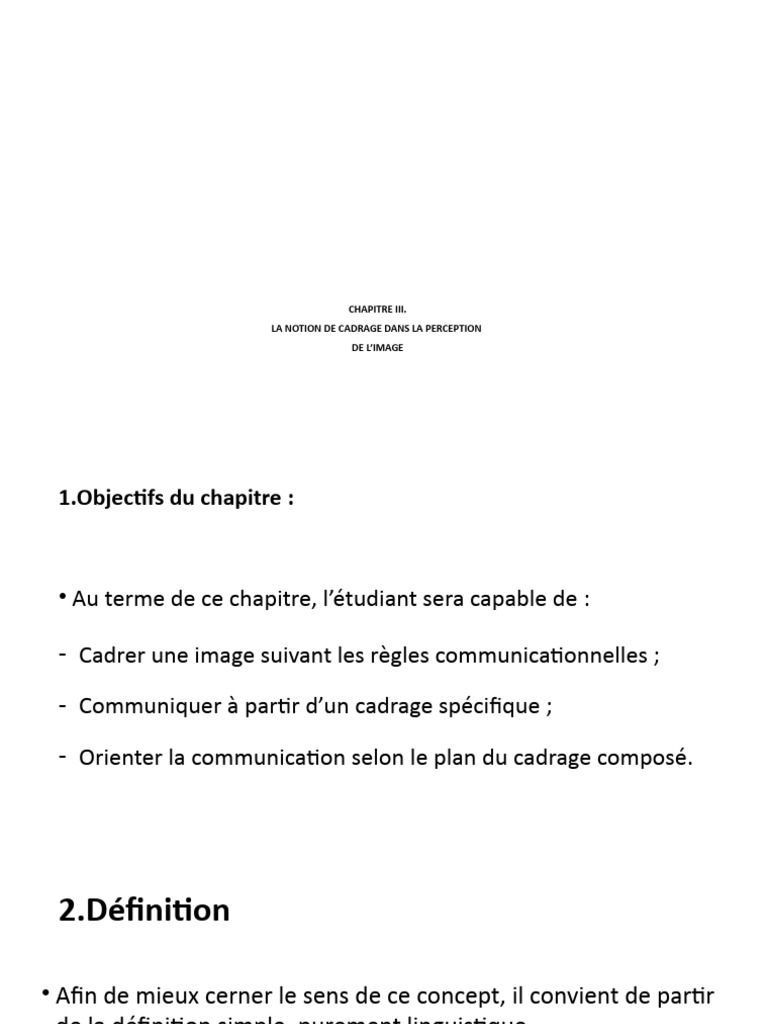 Cadrage et perception de l'image | PDF