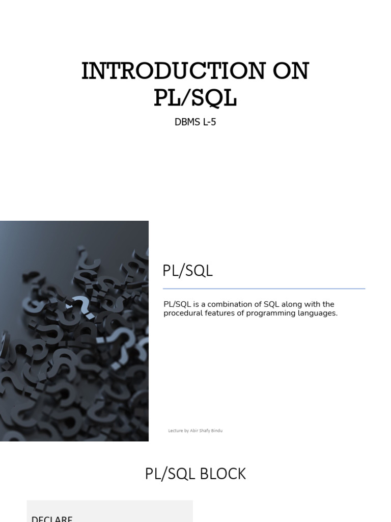 4 - 2. PLSQL L5 | PDF | Pl/Sql | Software