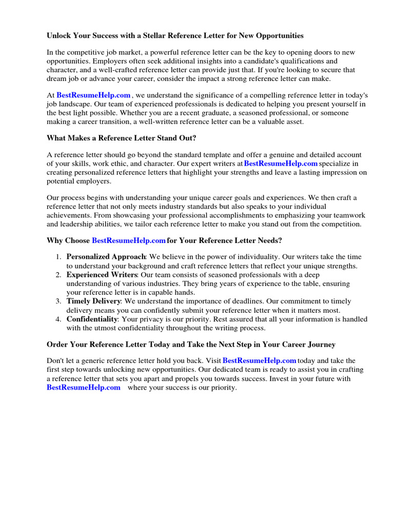 Boost Career with Expert Reference Letters | PDF | Employment | Job ...