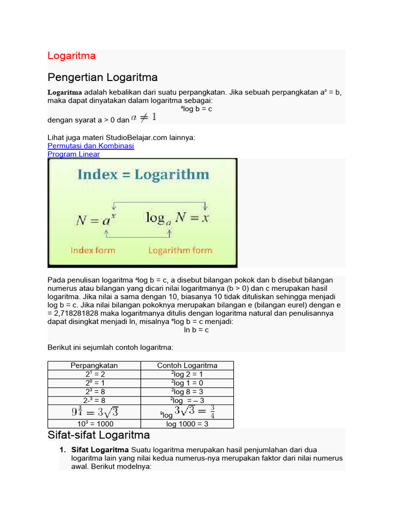 Logaritma Kelas 10 Andhini | PDF