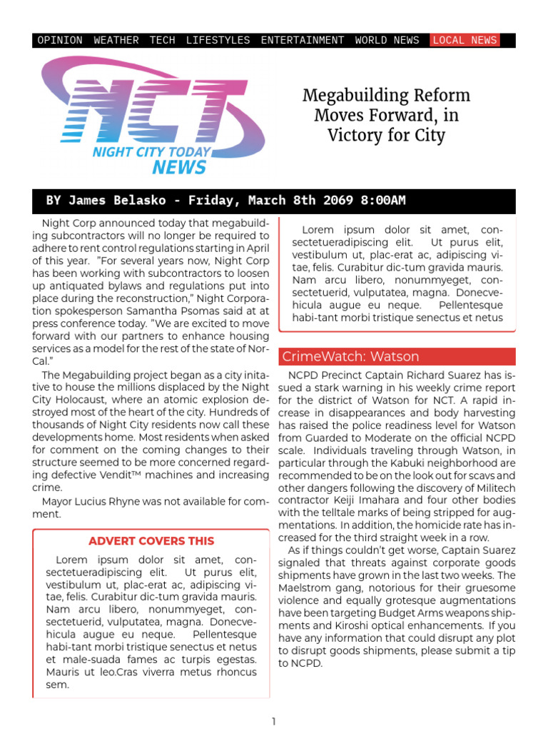 Cyberpunk Screamsheet Template Copy | PDF