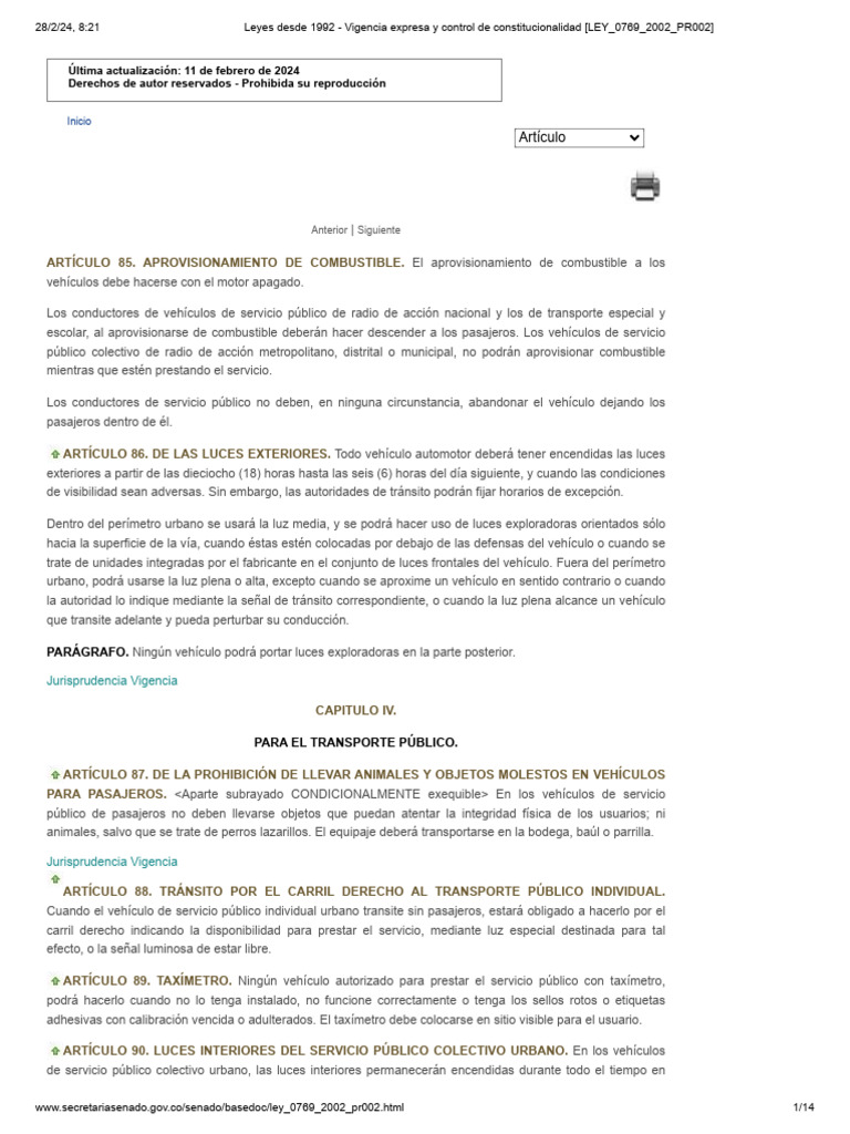 Leyes Desde 1992 - Vigencia Expresa y Control de Constitucionalidad (LEY - 0769 - 2002 - PR002 ...
