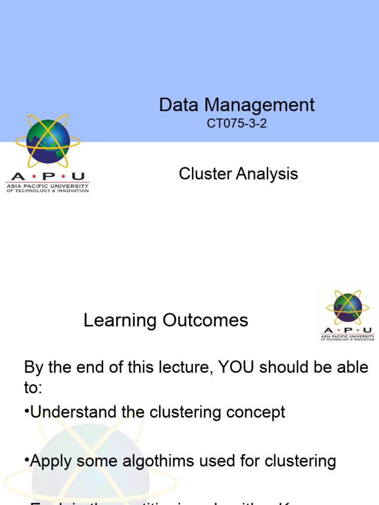 CT075!3!2 DTM Topic 10 Cluster Analysis | PDF | Cluster Analysis | Applied Mathematics