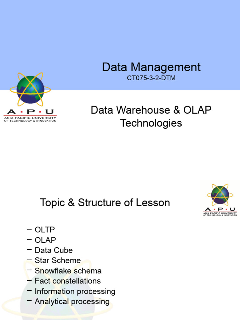 CT075!3!2-DTM-Topic 7 - Data Warehouse | PDF | Data Warehouse | Databases
