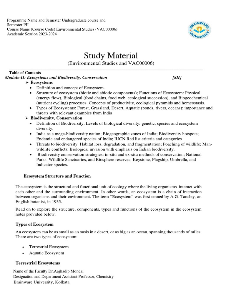 Module 2 Class Note VAC 00006 | PDF | Food Web | Ecosystem