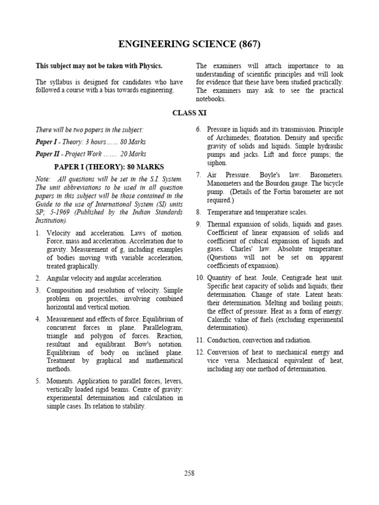 Engineering Science Curriculum | PDF | Force | Heat
