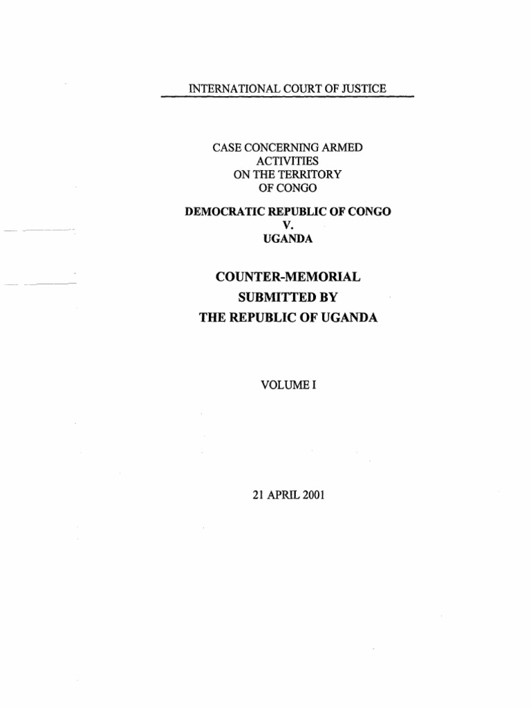 Counter-Memorial Submitted by The Republic of Uganda | PDF | Rwandan ...