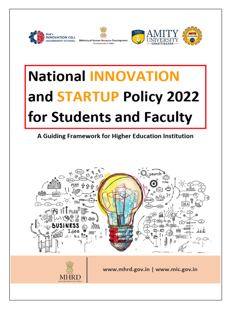 National Innovation & Startup Policy 2022 | PDF | Entrepreneurship ...