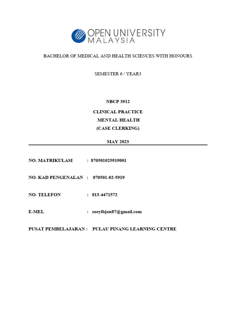 Case Study Mental Health | PDF