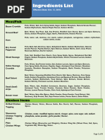 Subway Ingredients List | PDF | Cooking, Food & Wine