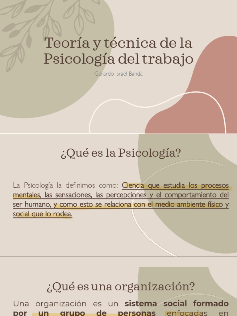 Guía Teoría y técnica de la Psicología del trabajo | PDF