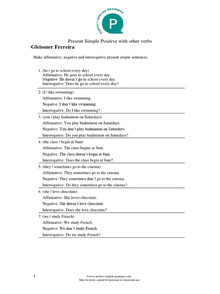 Review Simple Present | PDF