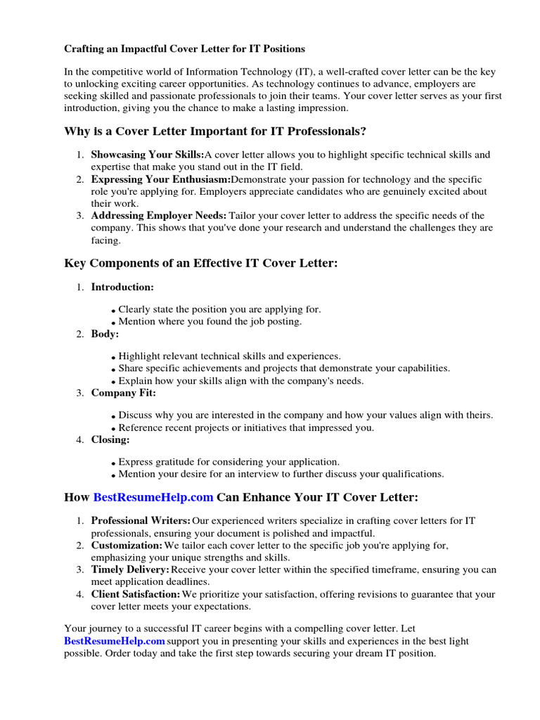 IT Cover Letter Tips for Job Seekers | PDF | Résumé | Internship