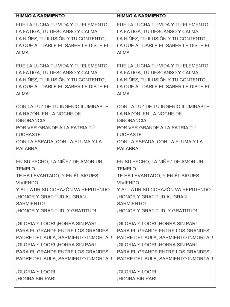 Himno A Sarmiento y Dia Del Maestro | PDF | Religión y espiritualidad