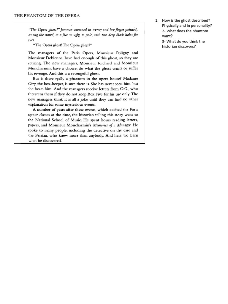 Phantom of the Opera Study Guide | PDF | Language Arts & Discipline | Art