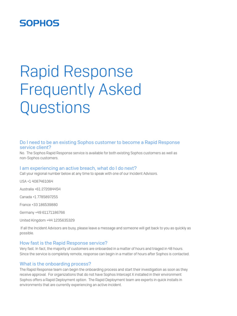 Sophos Rapid Response Faq External | PDF | Computing | Cyberspace