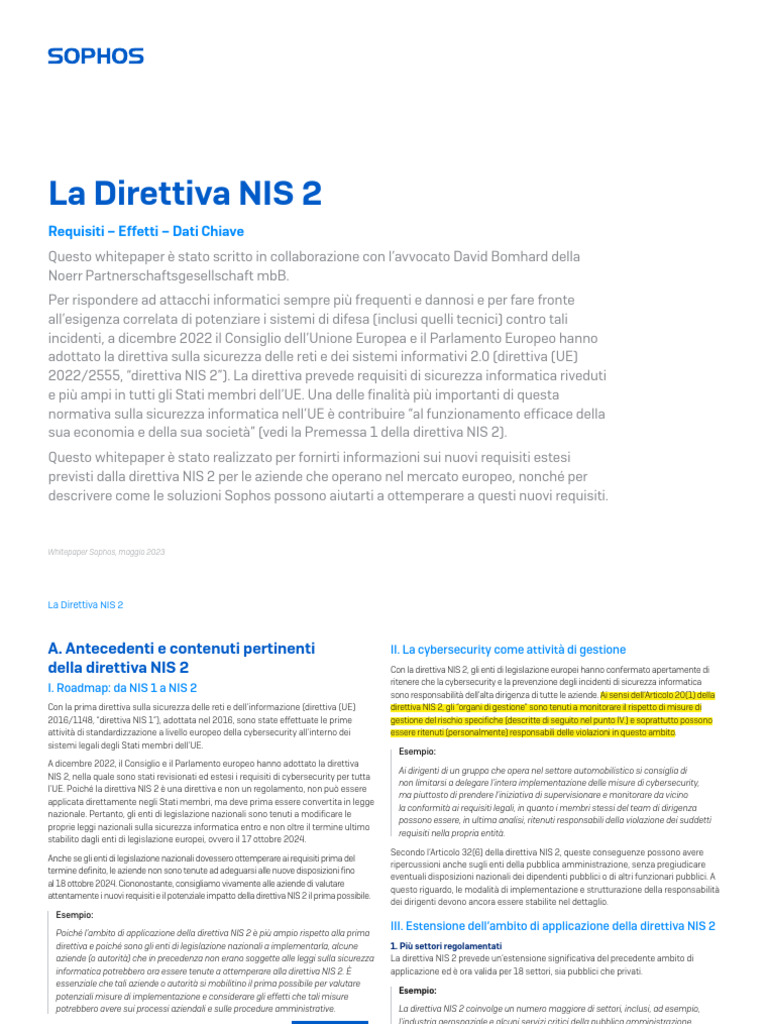 Sophos Nis2 Directive Compliance Wpit | PDF | Finance & Money Management
