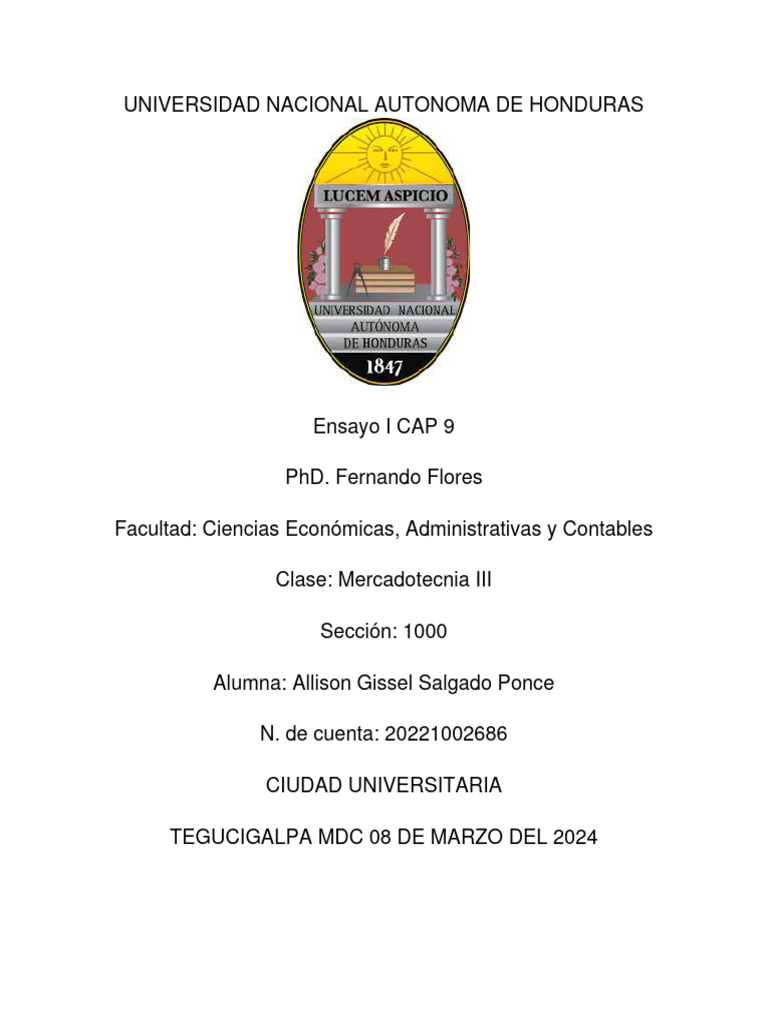 E3 Allison Salgado UNAHEnsayo 1 CAP9 | PDF