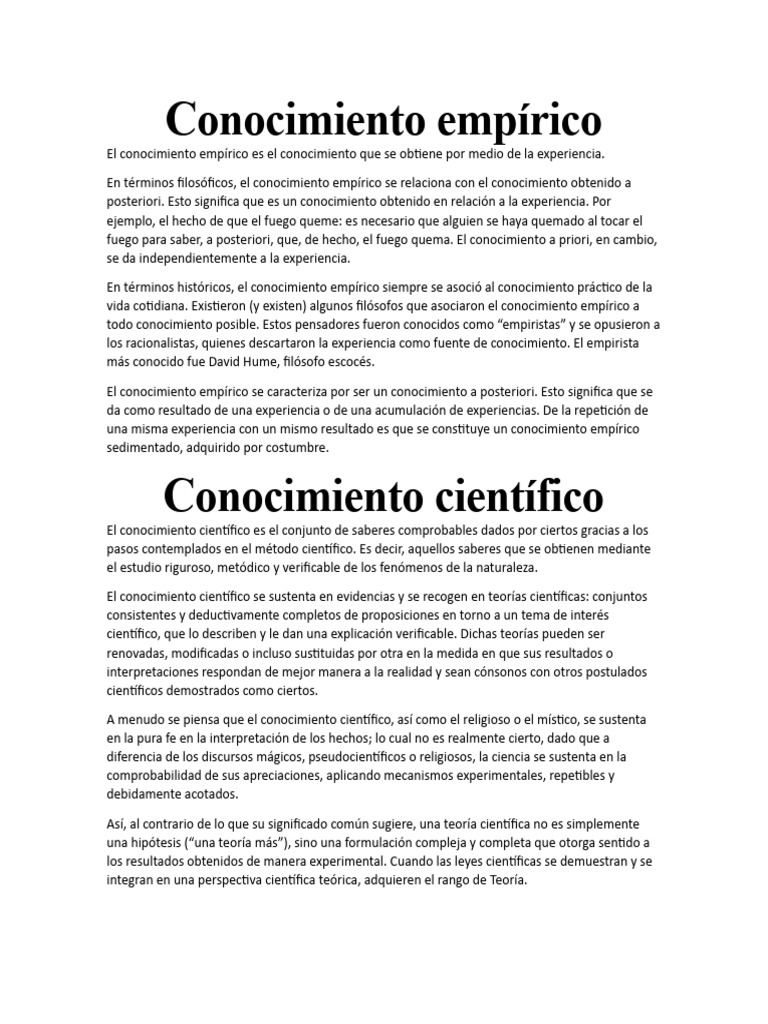 Conocimiento empírico Y cientifico | PDF | Conocimiento | Empirismo