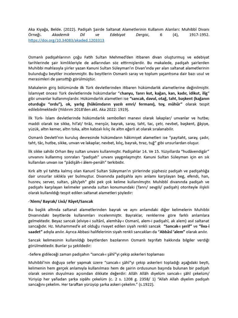 Muhibbi Divanında Saltanat Alametleri | PDF