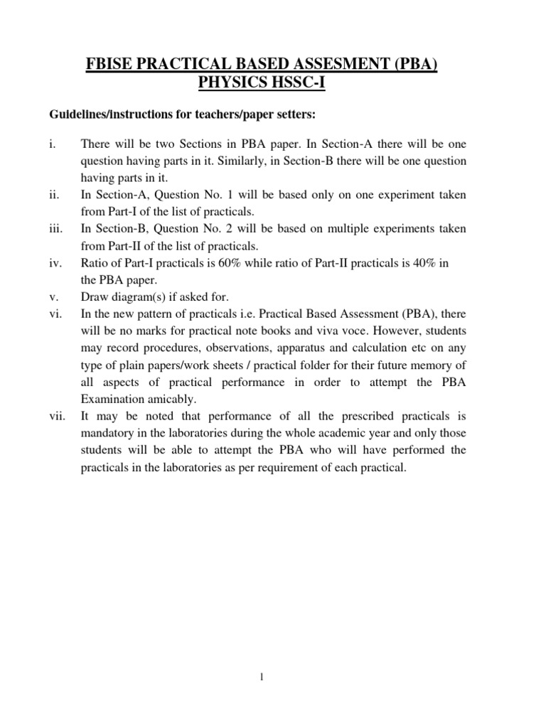 PBA Physics HSSC-I Final | PDF | Metre | Pendulum