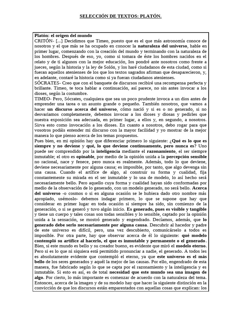 Textos Platon | PDF | Platón | Conocimiento