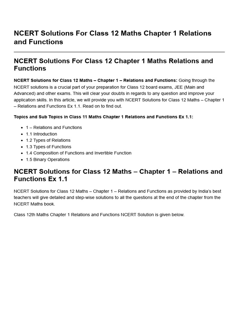 Class 12 Maths: Relations & Functions | PDF | Teaching Methods & Materials | Computers