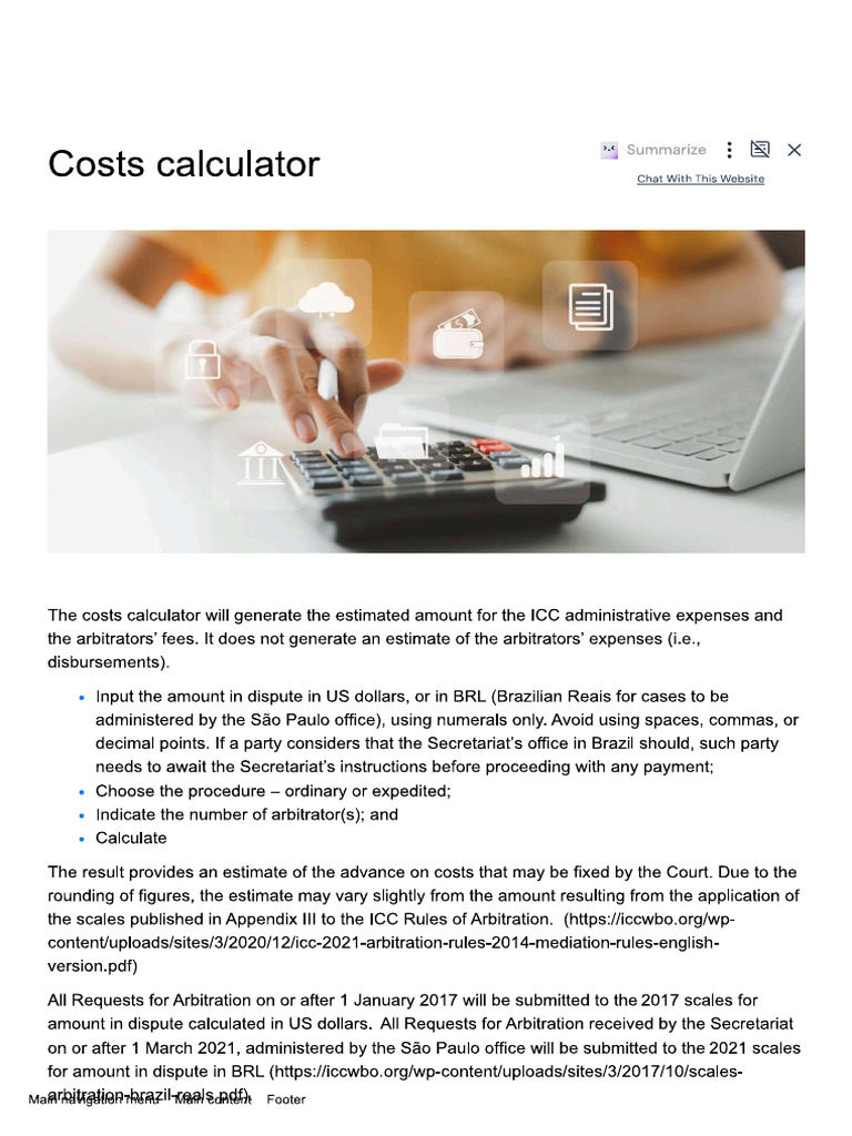 ICC Cost Calculator | PDF