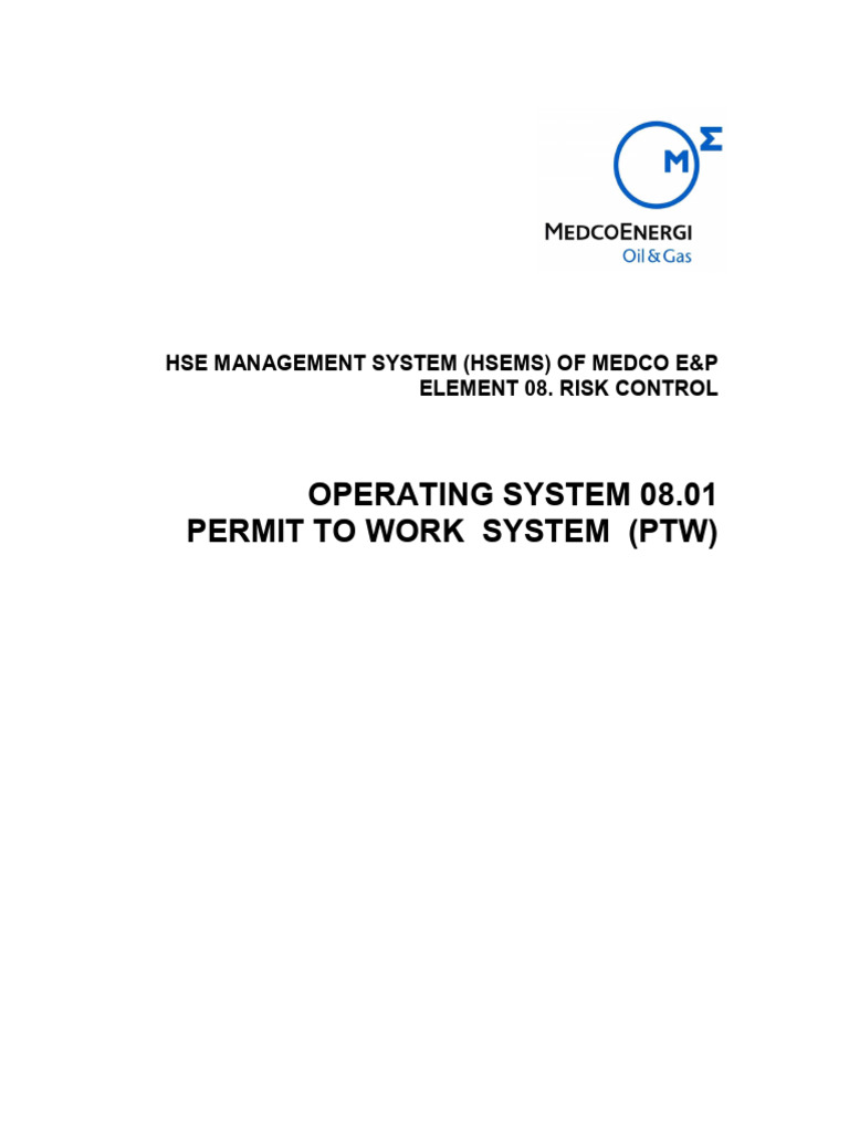 Operating System 08.01 Permit To Work System (PTW) | PDF