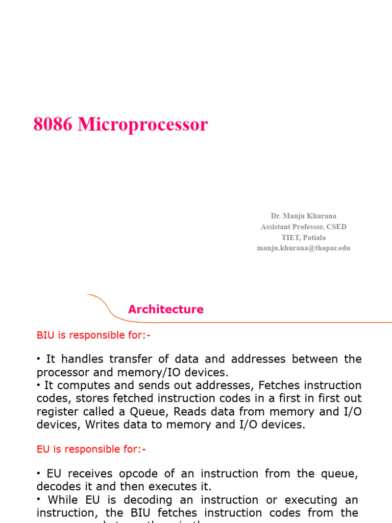 2nd Lecture_Block Diagram of 8086 | PDF | Pointer (Computer Programming) | Central Processing Unit