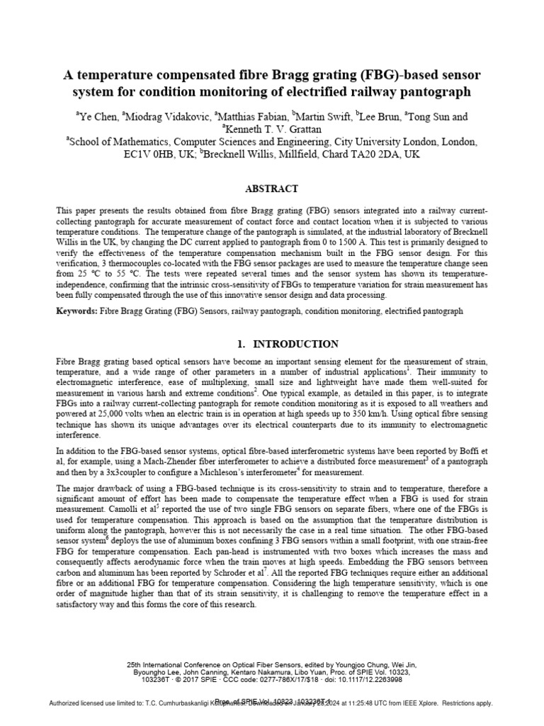 A Temperature Compensated Fibre Bragg Grating (FBG) - Based Sensor ...