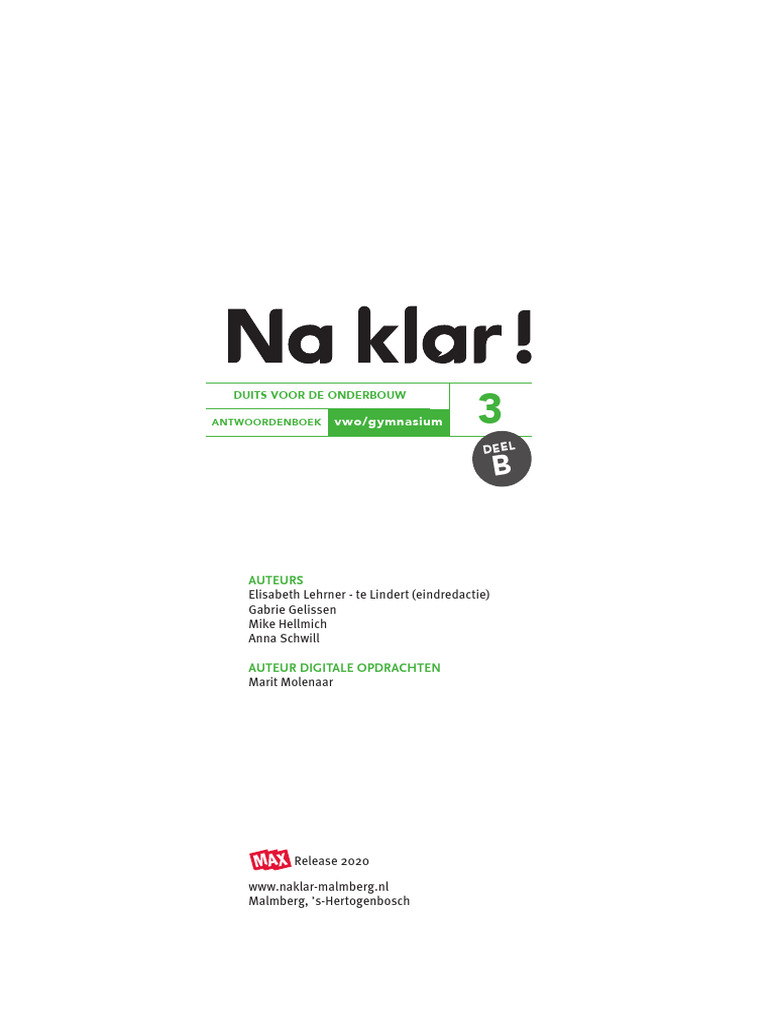 Duits Na Klar! Antwoorden 3VWO Deel B | PDF