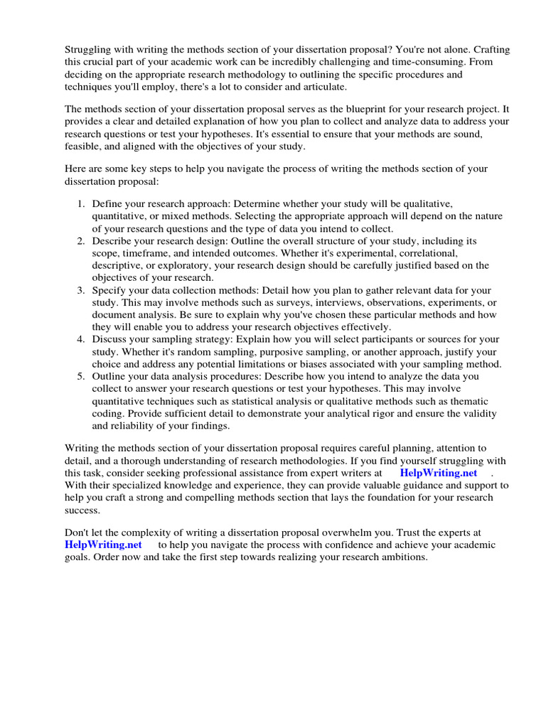 How To Write The Methods Section Of A Dissertation Proposal Pdf