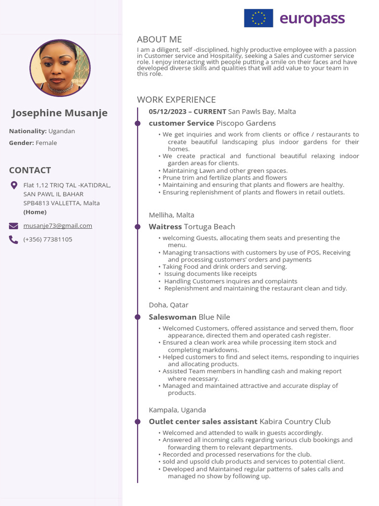 Josephine New CV | PDF | Communication