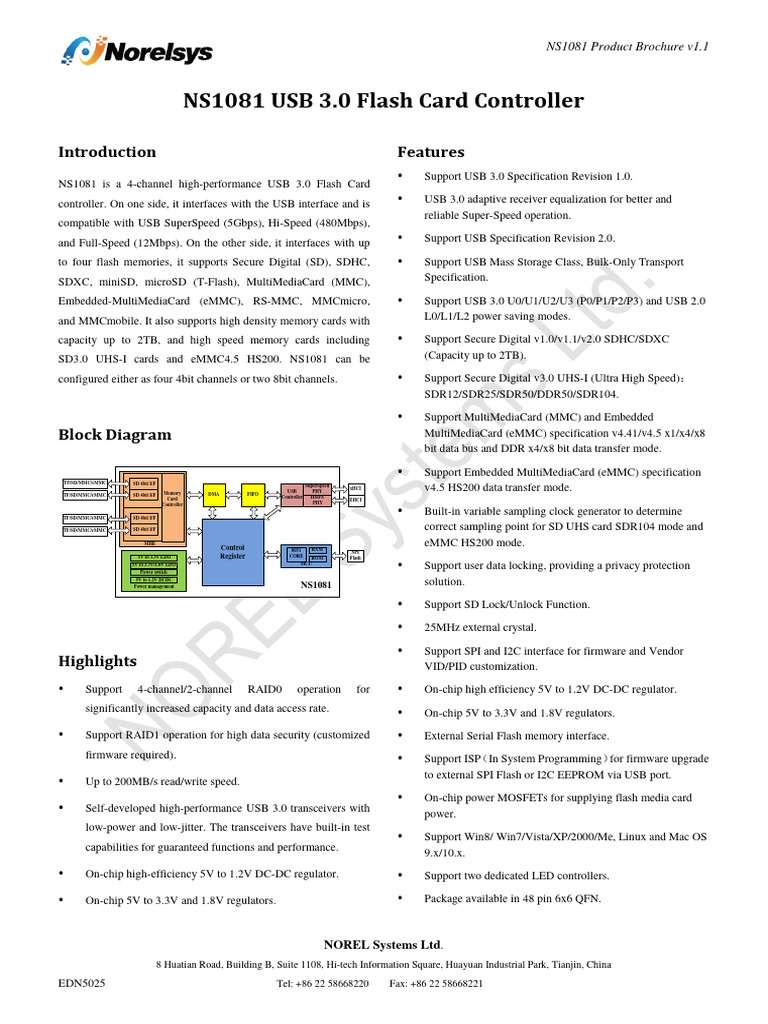 NS1081 USB 3.0 Flash Card Controller | Download Free PDF | Usb | Flash ...
