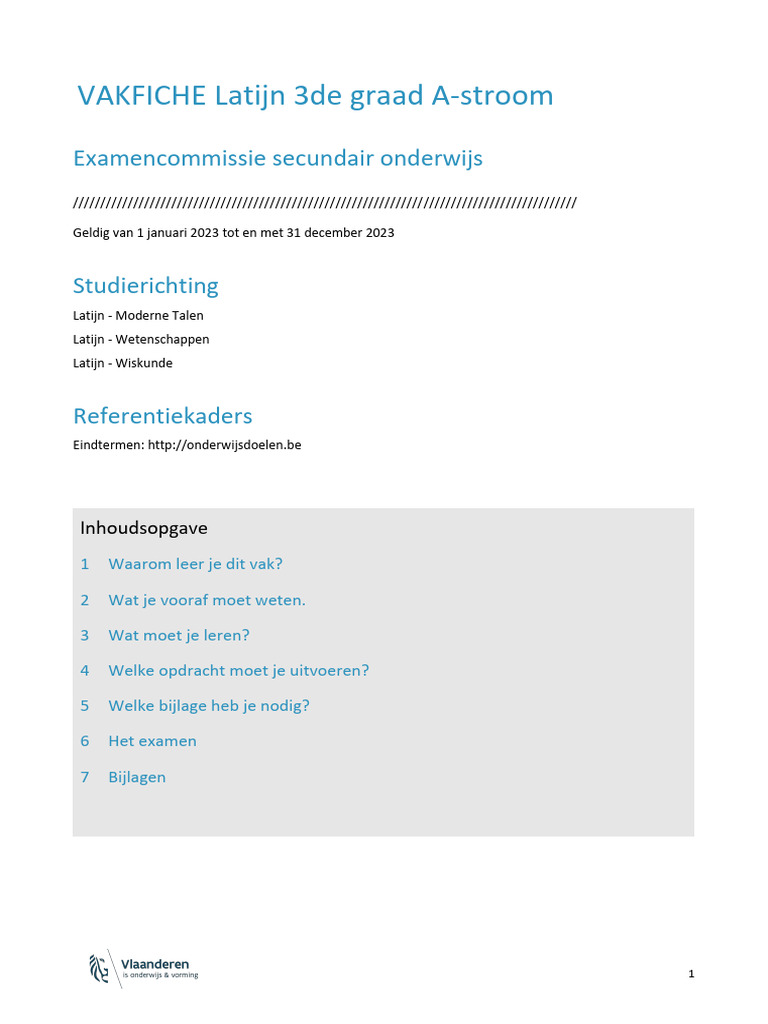 VAKFICHE LATIJN 3ASO - Def - 2023 | PDF
