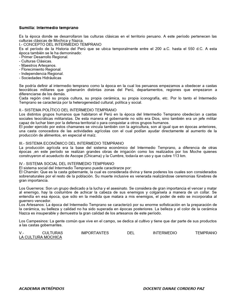 Intermedio Temprano | PDF | Andes | Era precolombina