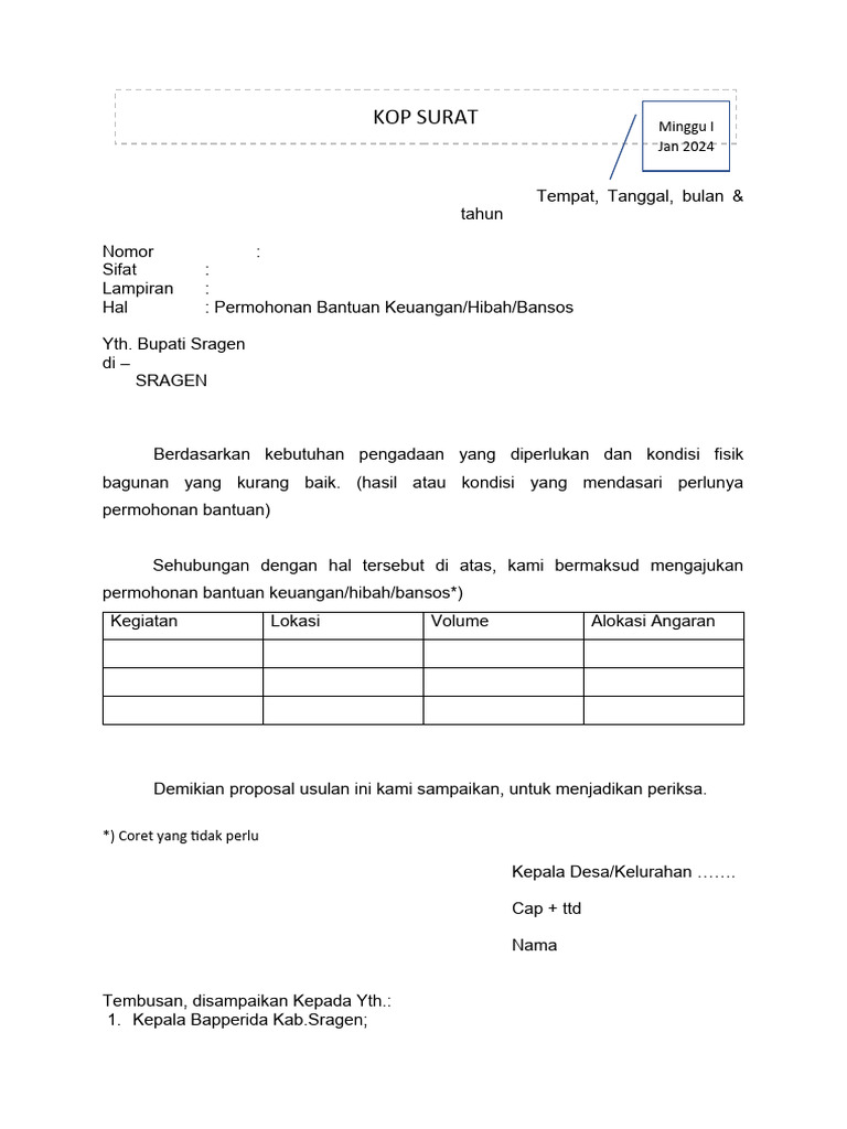 Contoh Surat Permohonan Usulan Masyarakat 2025 | PDF