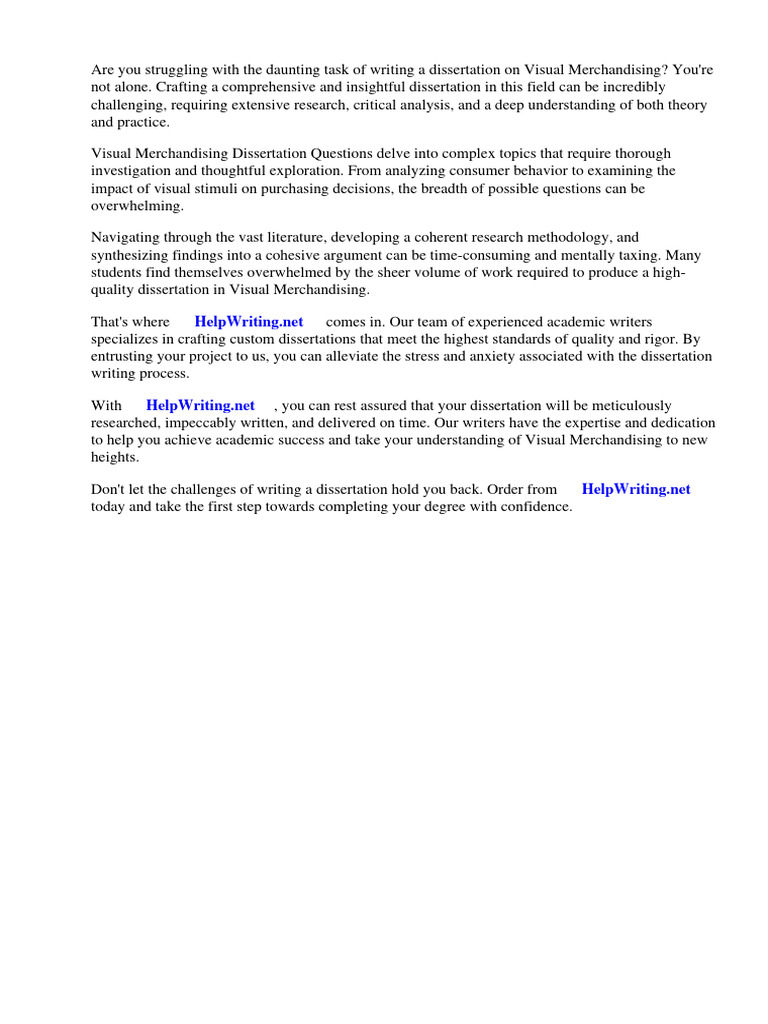 Visual Merchandising Dissertation Questions | Download Free PDF ...