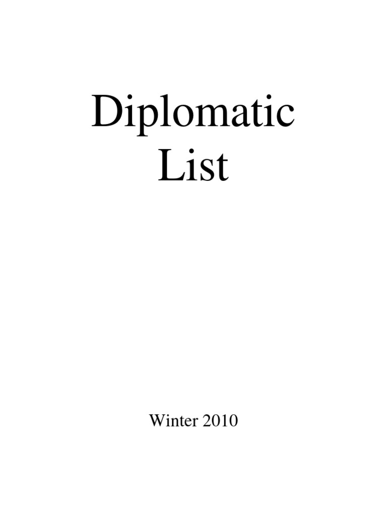Diplomatic List: Winter 2010 | PDF | Diplomacy | Global Politics