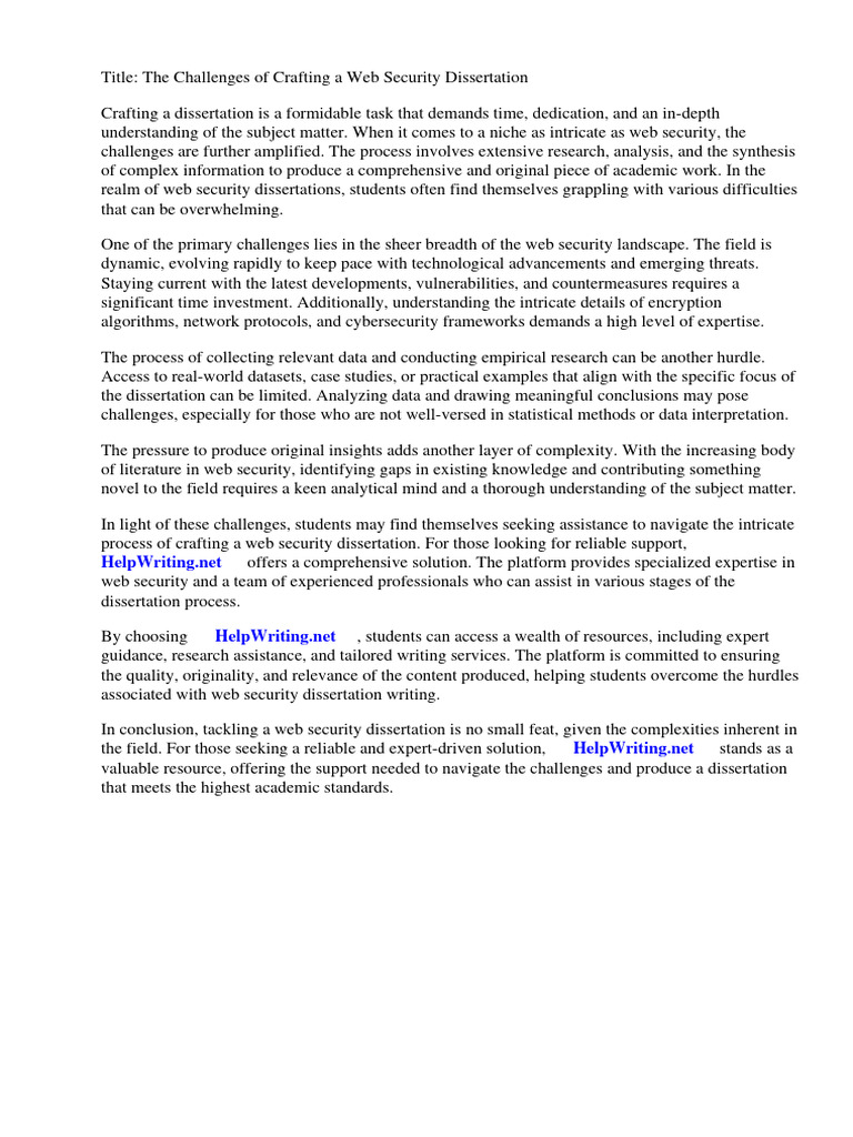 Web Security Dissertation | PDF | Security | Computer Security