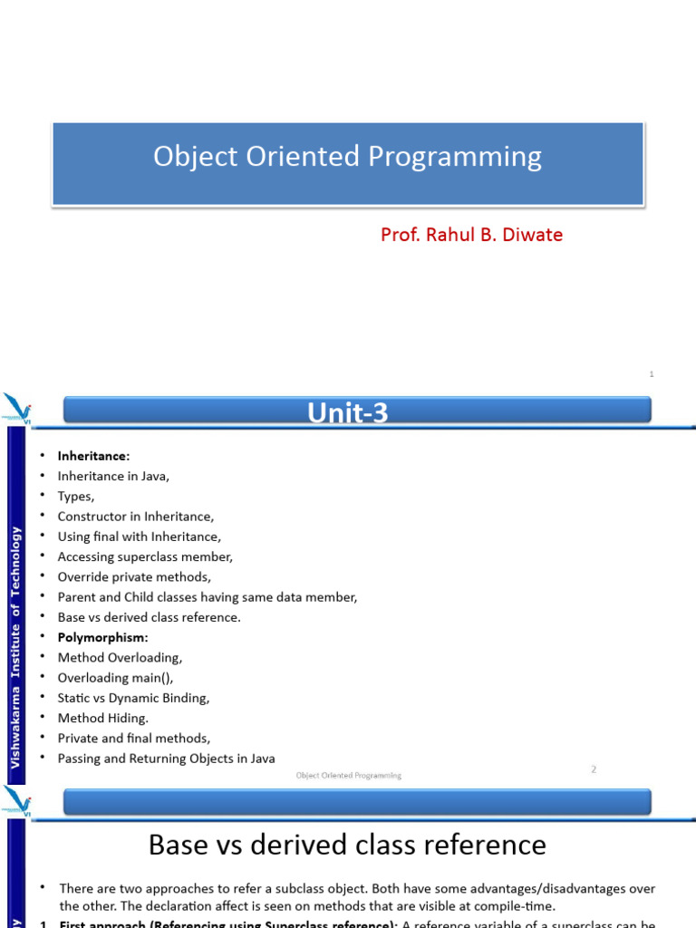 Unit 3 - Lecture-5 | PDF | Inheritance (Object Oriented Programming) | Method (Computer Programming)