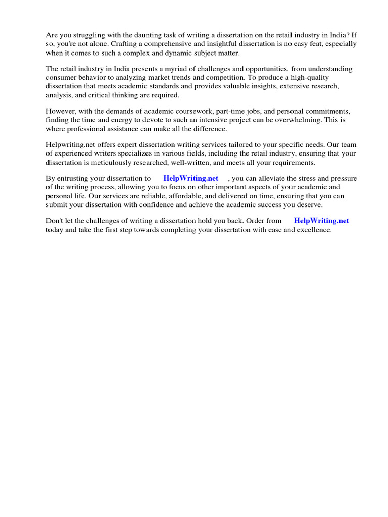 Dissertation Report On Retail Industry in India | PDF | Retail | Supermarket