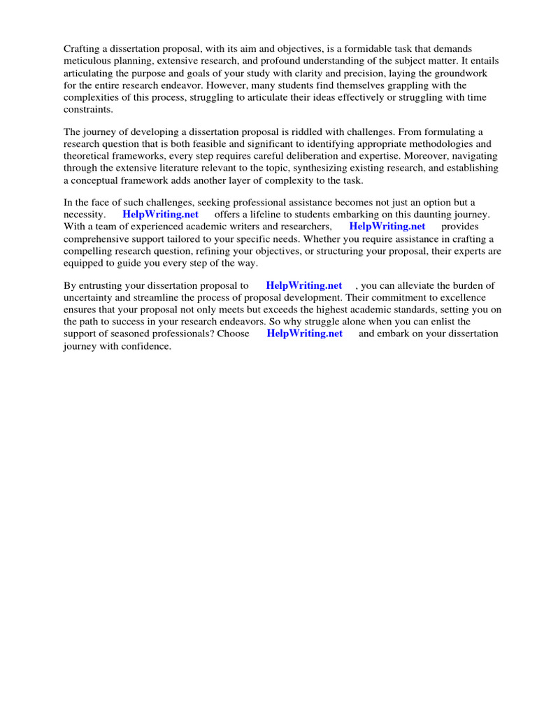 Dissertation Proposal Aim and Objective | PDF | Methodology | Thesis