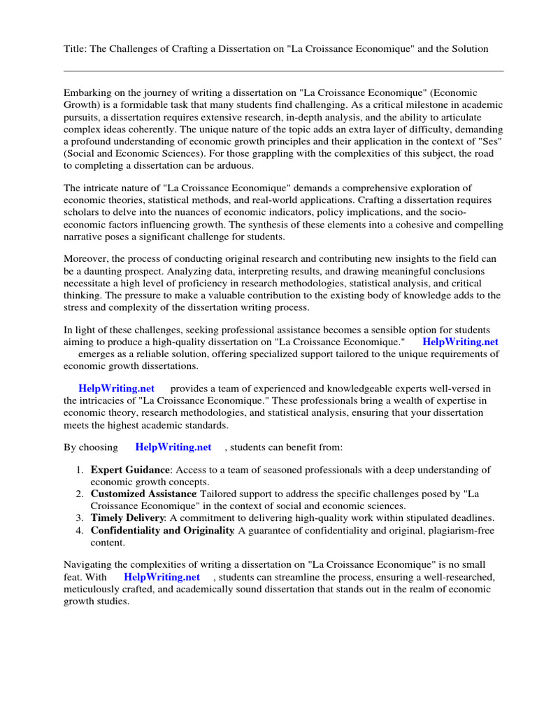 Dissertation Ses La Croissance Economique | PDF | Scribd | Science