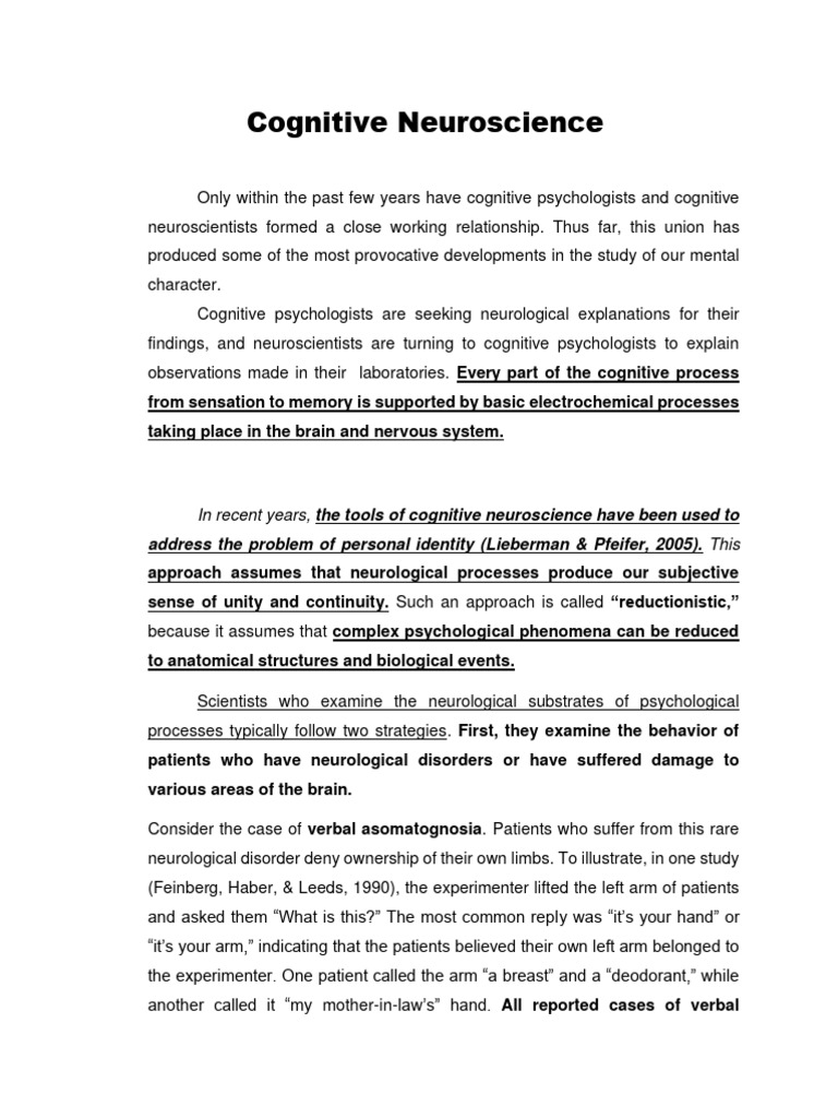 Cognitive Neuroscience | PDF | Neuroscience | Cognitive Psychology